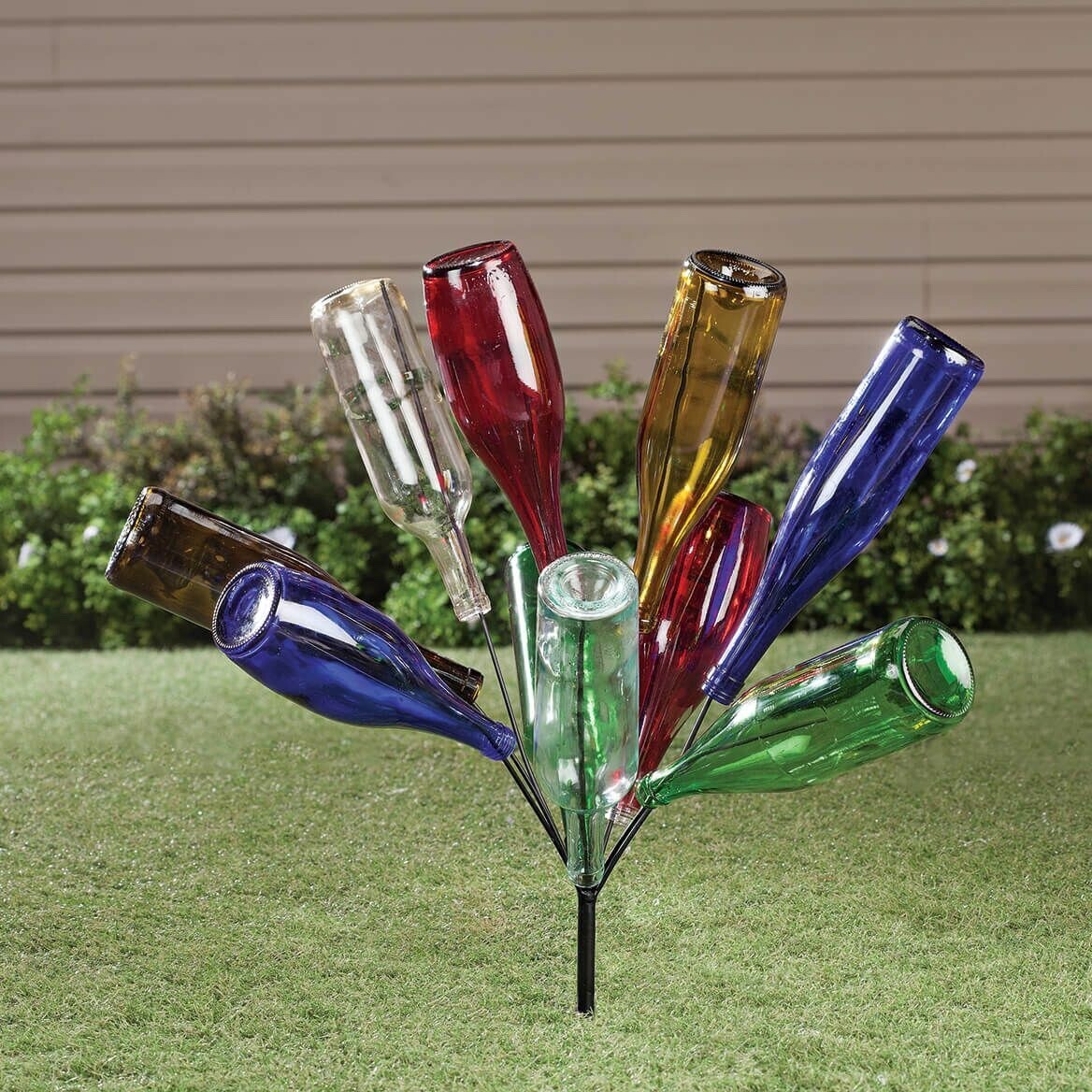 Unique Style Outdoor Metal Wine Bottle Holder Bush Tree Garden Yard ...