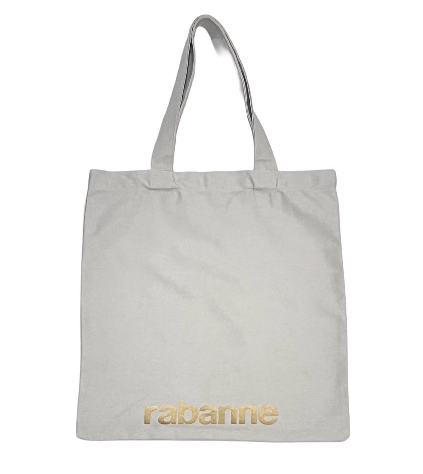PACO RABANNE Gray Tote Shopper Fashion Bag w/ Gold LOGO - NEW | eBay