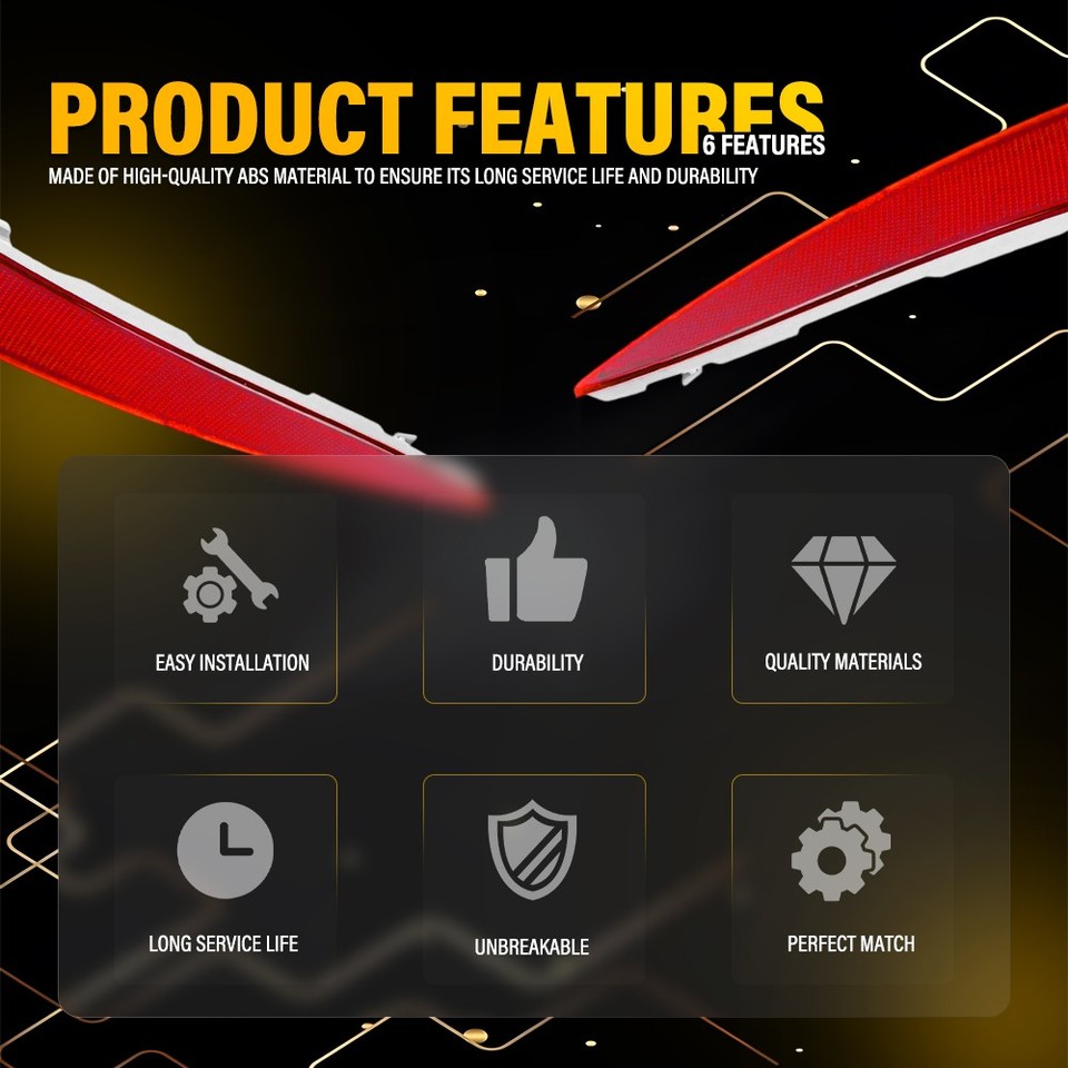 Pair Red Lens Rear Bumper Reflector For 2012-2014 Toyota Yaris LE L CE ...