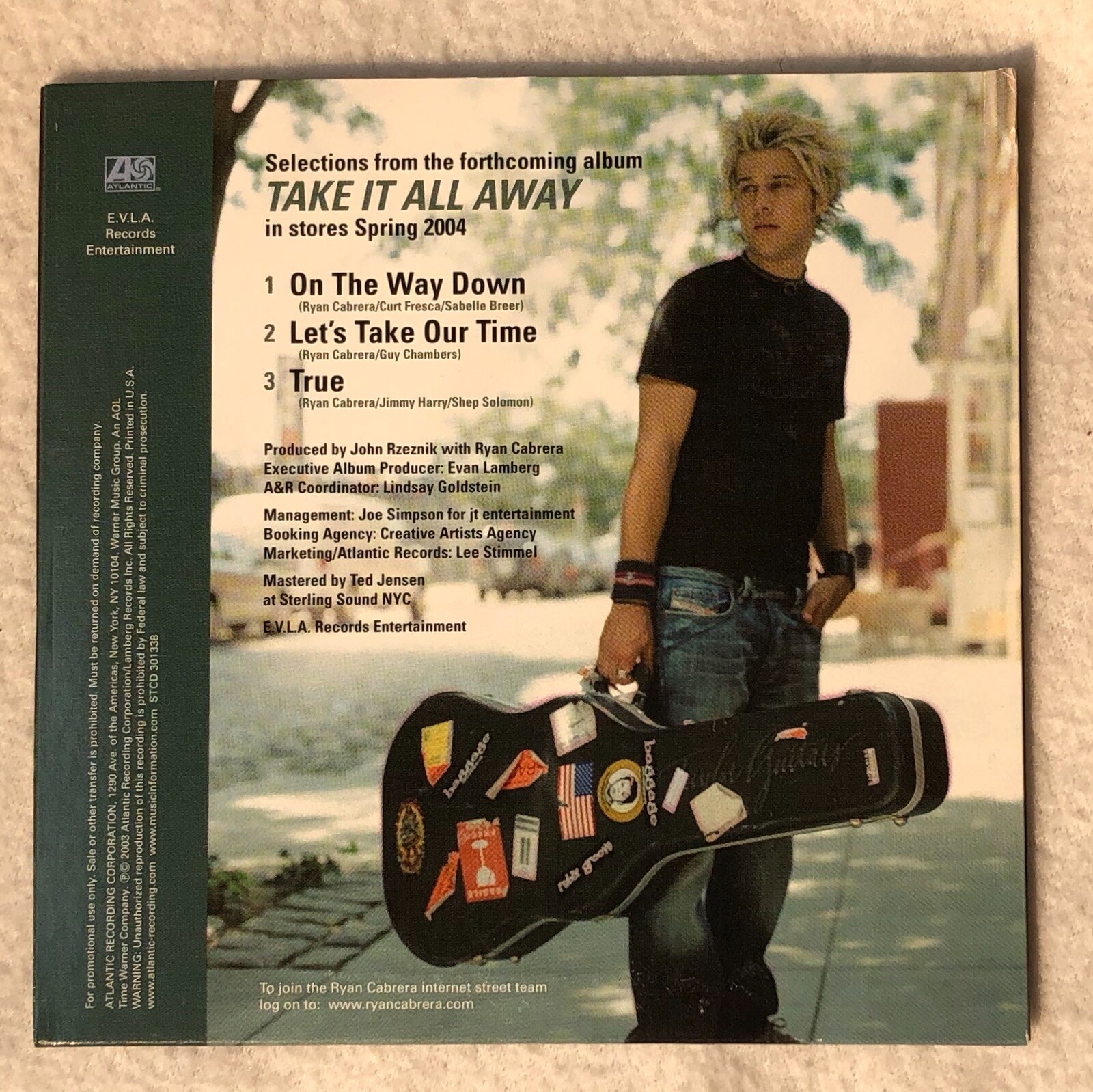Ryan Cabrera CD Promo On the Way Down Take It All Away True Let's Take ...