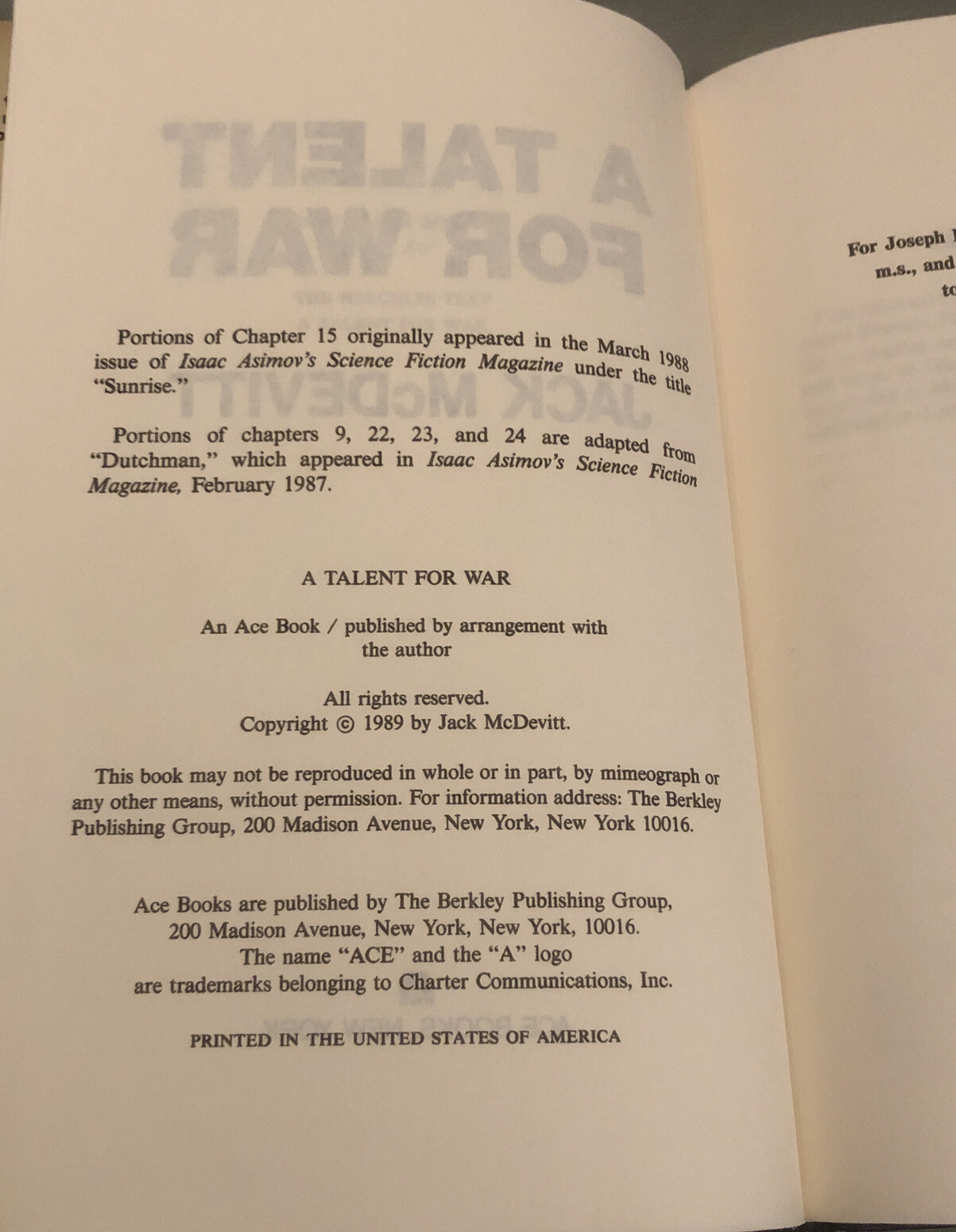 A Talent for War by Jack McDevitt (1989) | eBay