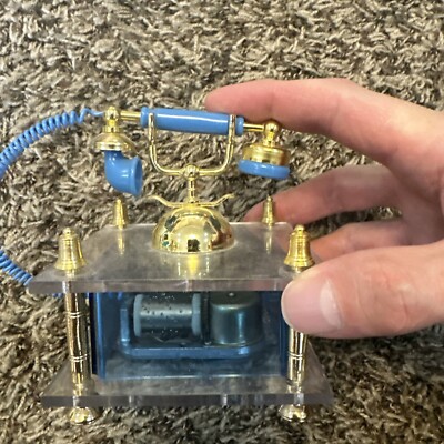 Waco Music Box Gold Blue Color Old Fashion Phone Decor Japan Works | eBay