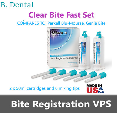 MARK3 Bite Registration Material CLEAR BITE w/ Tips Fast Set 50mL Box/2 #0222 | eBay