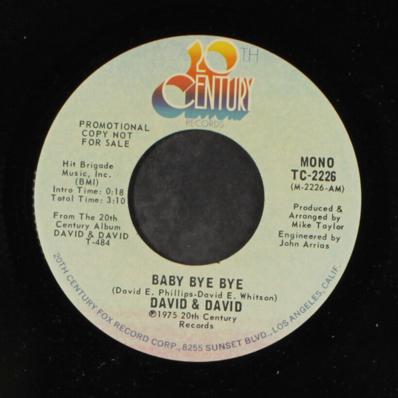 DAVID & DAVID: baby bye bye / mono 20TH CENTURY 7" Single 45 RPM | eBay
