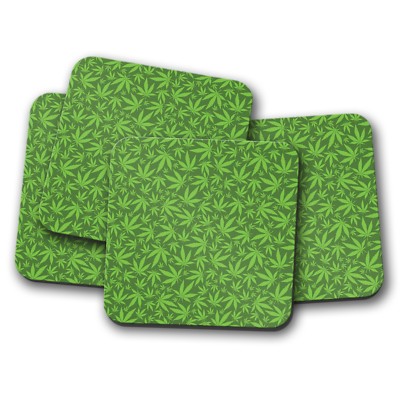 4 Set - Cannabis Pattern Coaster - Weed Marijuana Dope Drugs Stoner ...