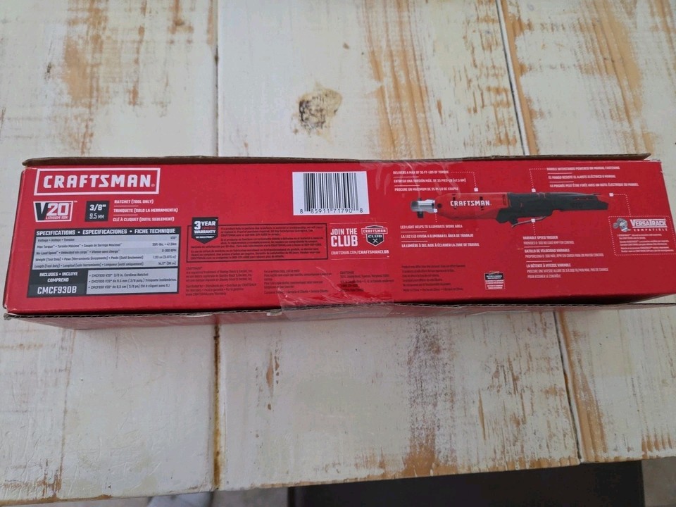 CRAFTSMAN CMCF930B V20 20 VOLT 3/8" RATCHET WRENCH 35 FT-LBS (BARE TOOL ...