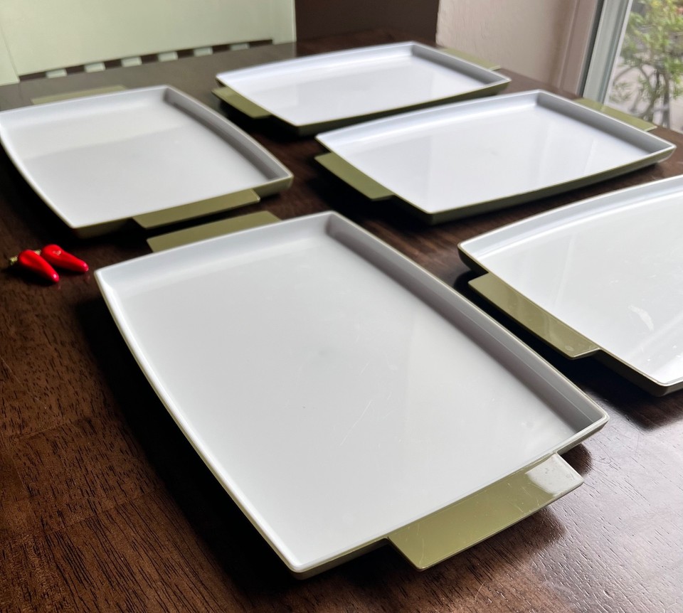 Set of 5 VTG Olympian Green Rectangle Platters Serving Trays For TV Dinners 12" | eBay