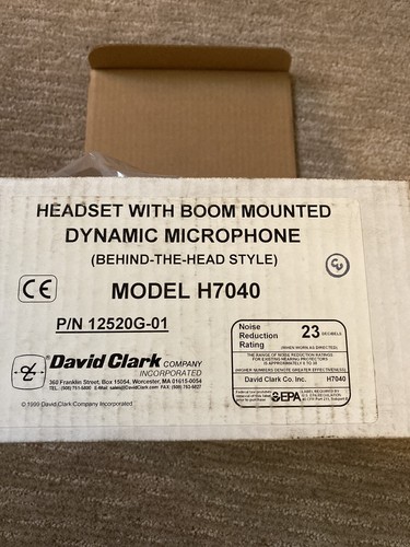 David Clark H7040 Behind Head Headset with Boom Mounted Dynamic ...