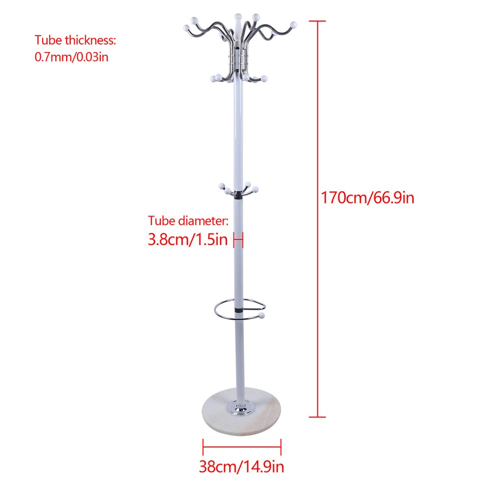 Coat Rack Hat Stand Tree Clothes Hanger Umbrella Holder Metal Organizer ...
