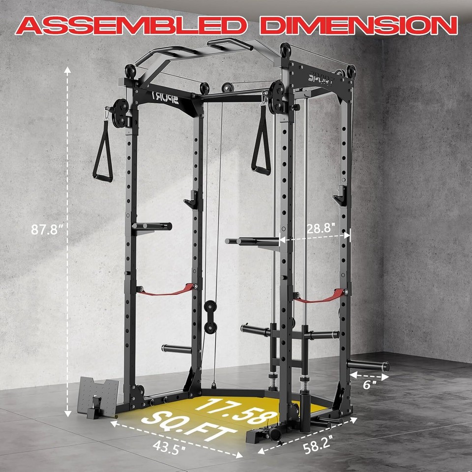 Squat Power Cage Squat Rack Stands 1600-Pound Gym Exercise O-lympic ...