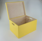 Large Wooden Box/Toy Box With Handles, Hand Painted in Yellow Color ...