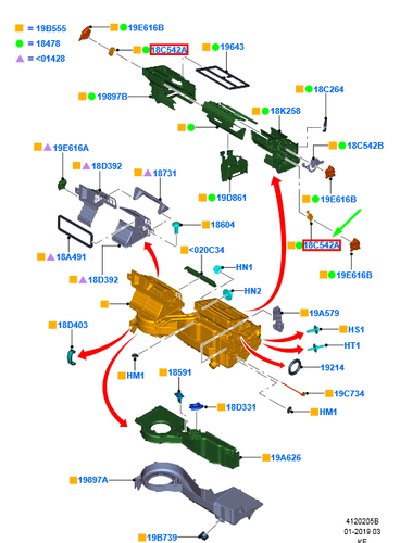 FORD RANGER T6 MK1 Heater Left Link AB39-18D697-AA 1719631 NEW GENUINE ...
