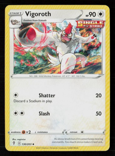Vigoroth SWSH07: Evolving Skies #130/203 Uncommon Pokemon Card | eBay