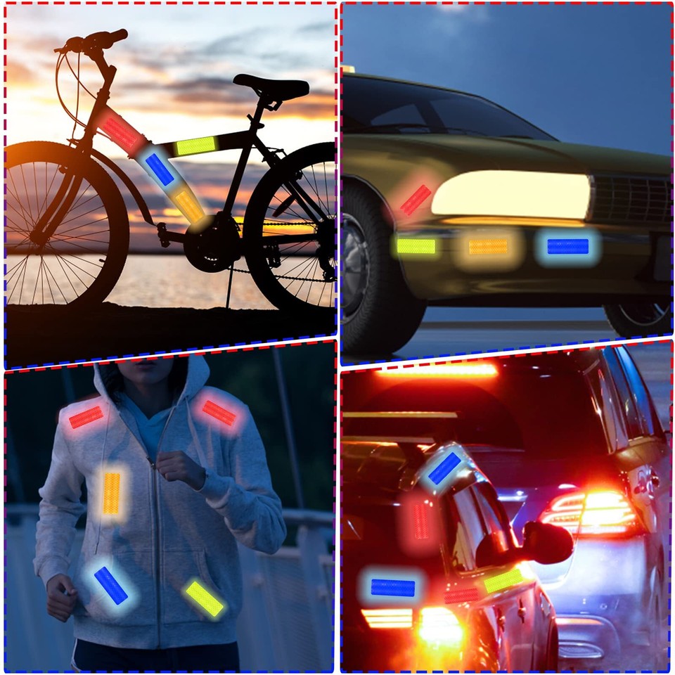 100 Pack Reflective Self Adhesive Tape Warning Reflectors for Clothes ...