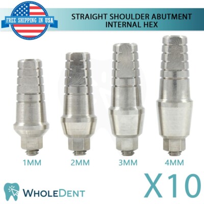 10x Standard Platform Int Hex 2.42mm Straight Shoulder Abutment Dental ...