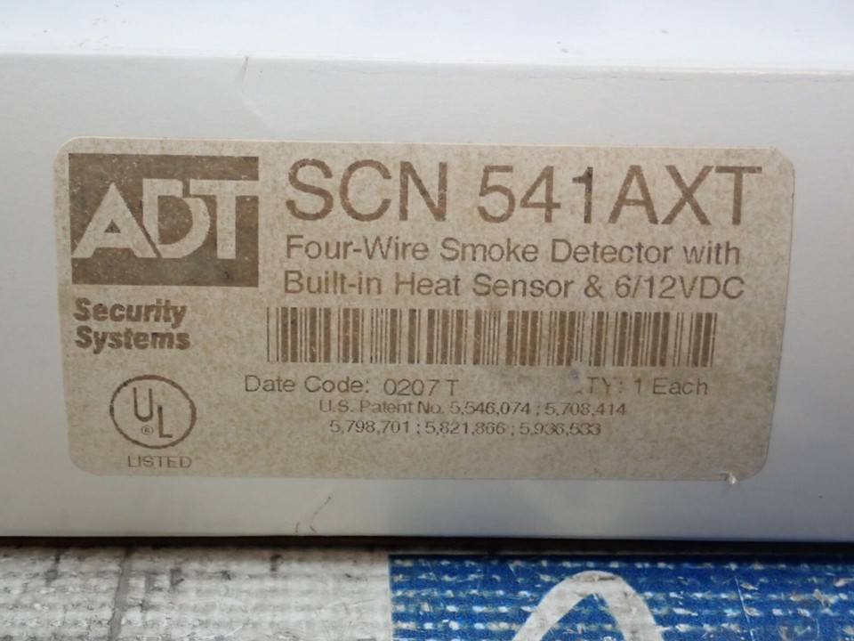 ADT SCN 541AXT FOUR WIRE SMOKE DETECTOR BUILT IN HEAT SENSOR &6/12VDC ...