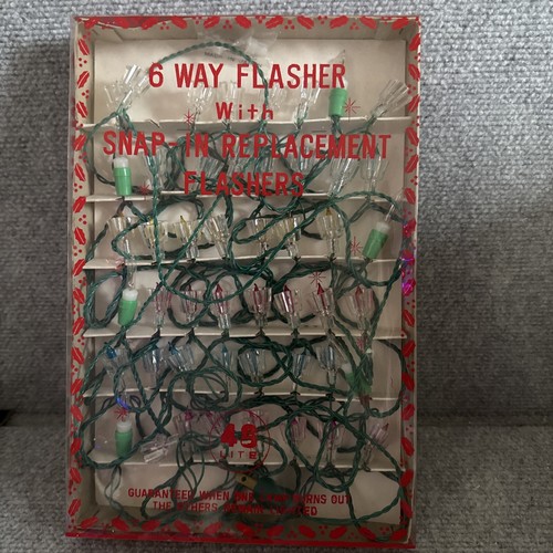 Vintage 6 Way Flasher Multicolor Christmas Tree Lights in Box 48 Lights ...