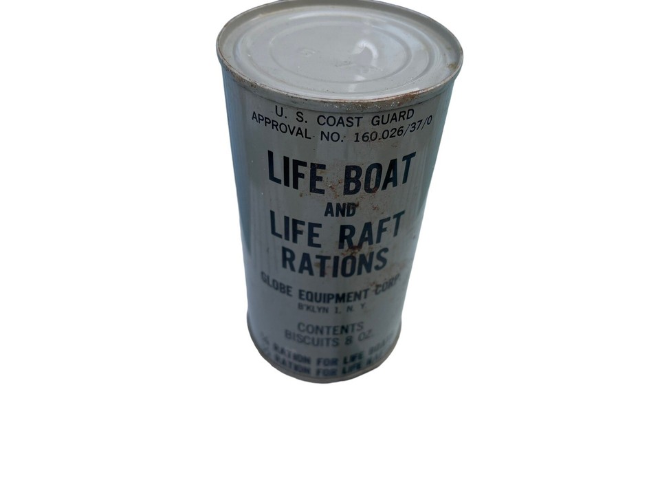 Vintage Life Raft Ration Can Global Equipment Corp Biscuits Coast Guard ...