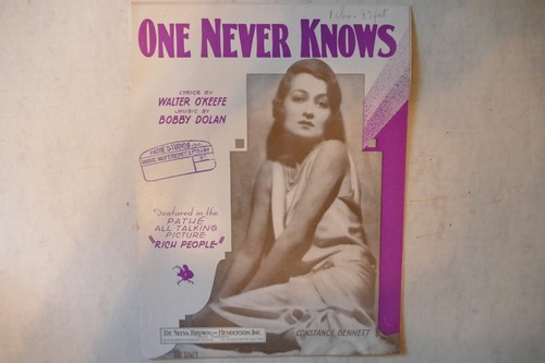 One Never Knows, 1929, from "Rich People", by Walter O'Keefe and Bobby ...