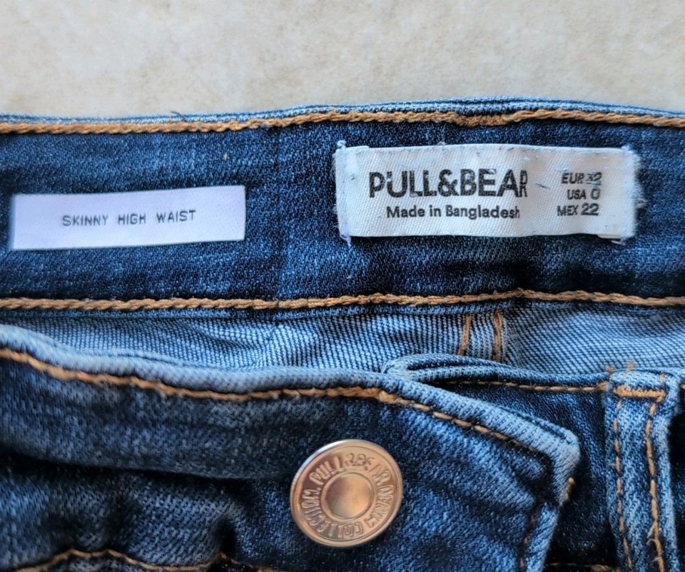 Pull & Bear Women Skinny High Waist Jeans Size EU 32 / USA 0 / UK 6-8 Blue Denim | eBay UK