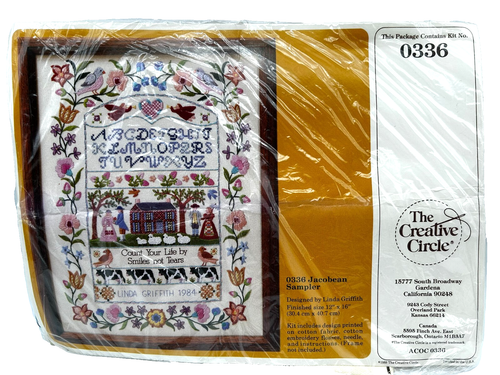 Vintage Creative Circle Jacobean Sampler Cross Stitch Kit Alphabets ...