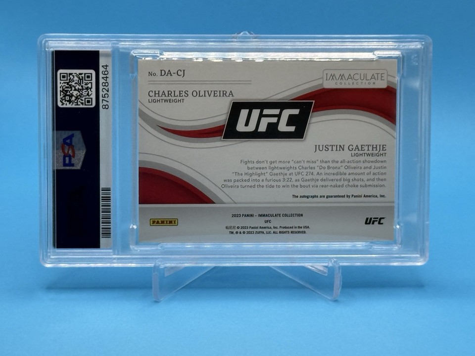 2023 Panini UFC Immaculate JUSTIN GAETHJE / CHARLES OLIVEIRA Dual AUTO ...