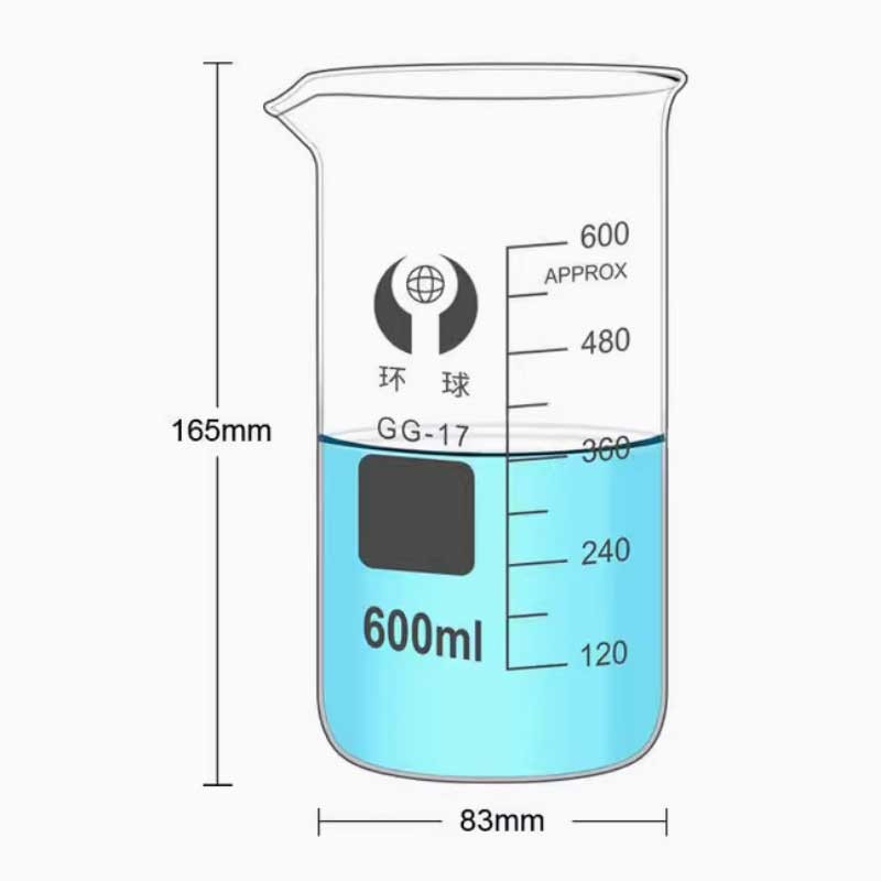 600ml Borosilicate Glass Beaker High Type Beakers Glassware Laboratory ...