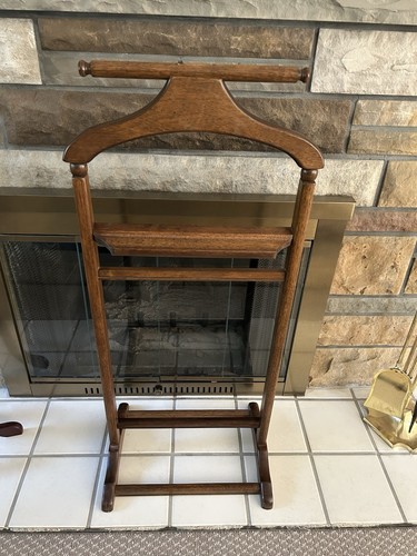 Vtg Wooden Clothes Butler Valet Tray Organizer Stand Hanger | eBay