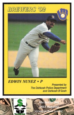 1992 Milwaukee Brewers Police Oshkosh Delicious #NNO Edwin Nunez | eBay
