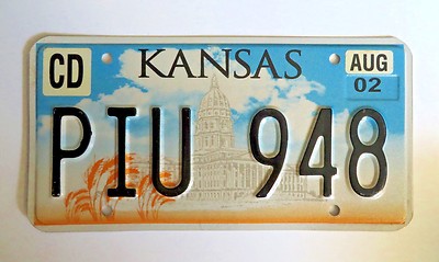 2002 Cloud County Kansas License Plate #PIU-948 PassengerCar Chevy Man ...