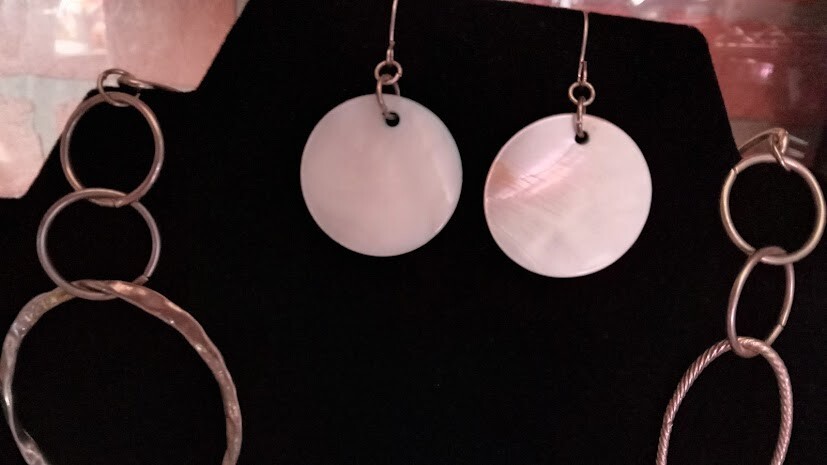 Silver Chain With Seashell Discs Pink Blue + Seashell Disc Hook ...