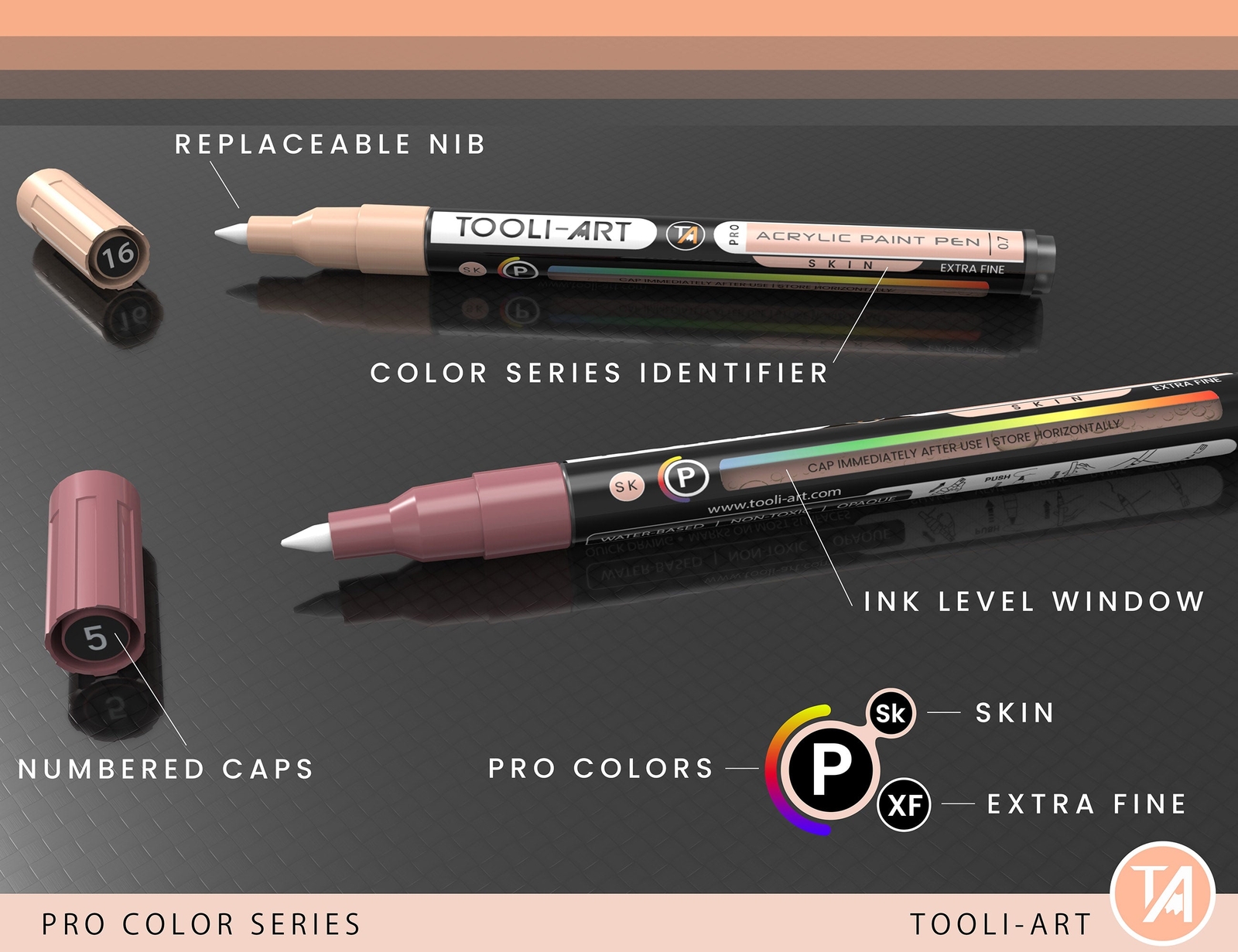 Acrylic Paint Pens 22 Assorted Skin Flesh Tones Pro Markers Set 0.7mm ...