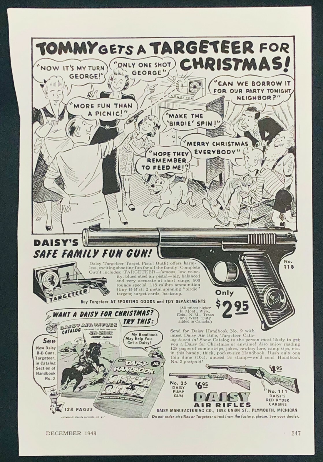 Original 1948 Daisy Air Rifle Targeteer Christmas Advertisement | eBay