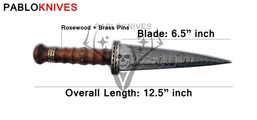 Custom Hand Forged Damascus Steel Medieval Baselard Spike Dagger ...