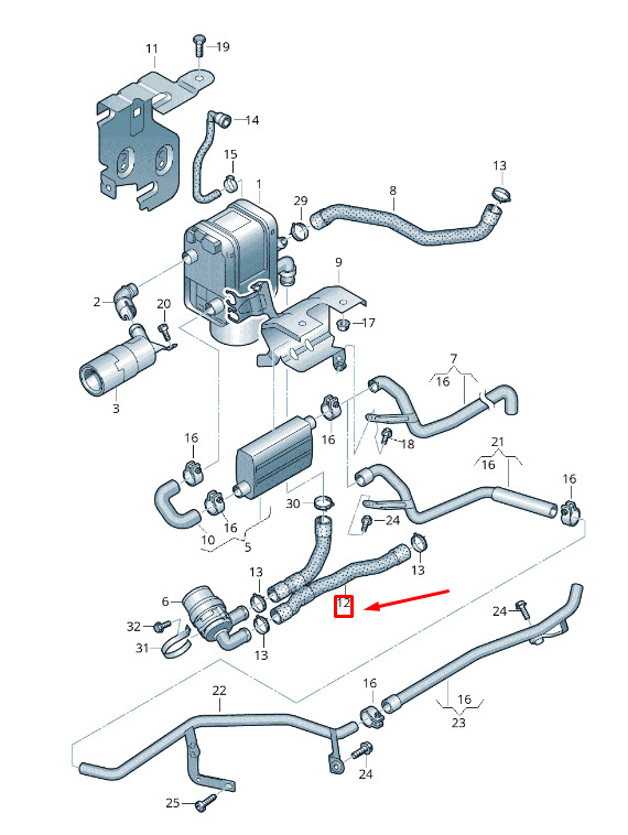 NEW VW CC 35 AUXILIARY HEATER COOLANT HOSE 3C0819350C ORIGINAL | eBay ...