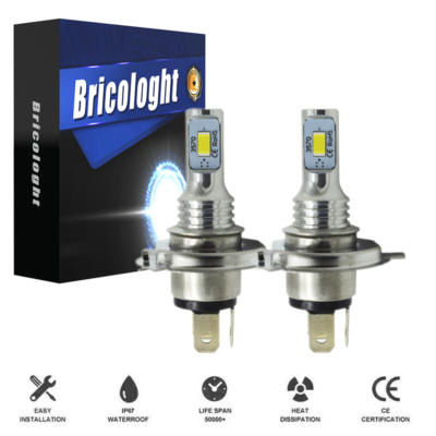 2pcs H4 LED Headlight Kit 80W 4000LM High-Low Beam Bulb CREE 6000K Lamp ...