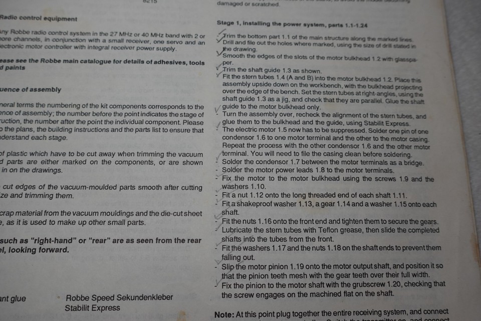 Robbe Wet Bike 1070 RC Jet Ski Original Assembly Operating Instructions ...