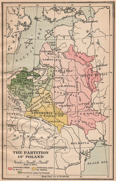 ROZBIÓR POLSKI. Do Prus Rosja i Austria w 1772 1793 1795 1917 mapa | eBay