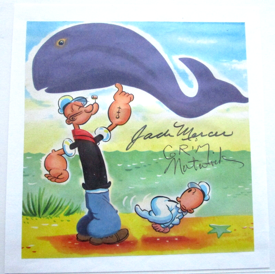 SIGNED POPEYE sailor fish baby 1970s drawing cel ANIMATION LITHOGRAPH ...