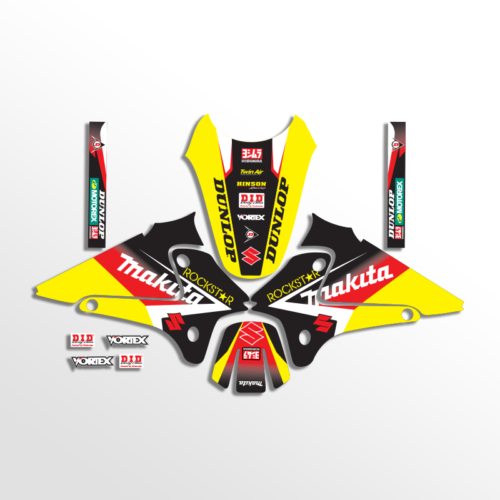 2001 - 2007 SUZUKI DRZ 125 DRZ125 GRAPHICS KIT ROCKSTAR : BLACK / RED ...