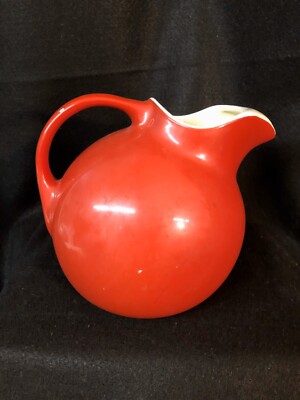 Vintage Red Round Water Pitcher with Ice Lip - Hall? - Good Condition V ...