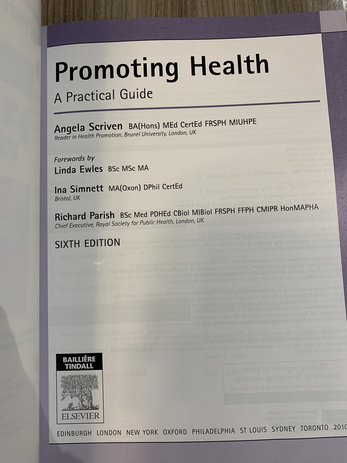 Promoting Health: a Practical Guide : Ewles and Simnett by Angela ...
