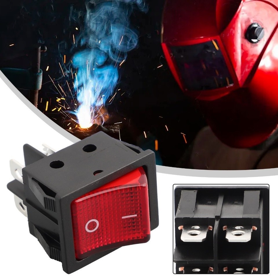 2PCS 30A 250VAC Power Switch with Red Light 4Pin for Welding Machine ...