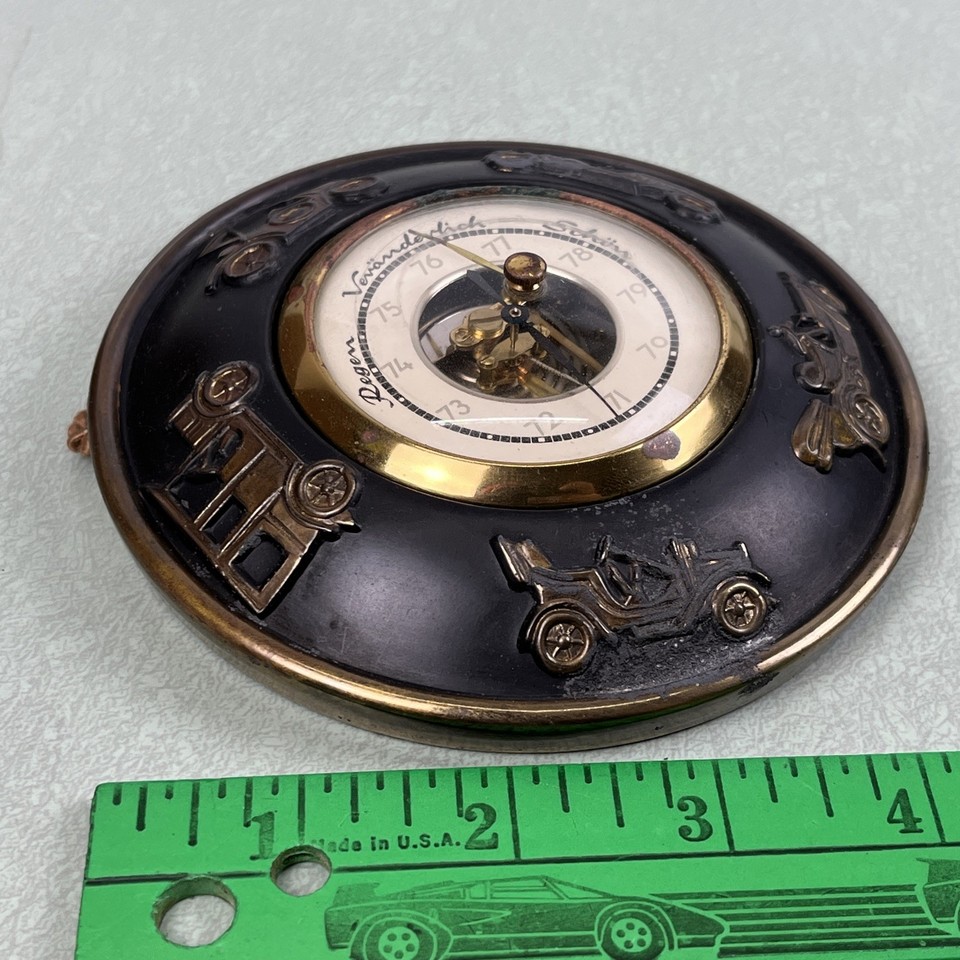 Vintage Aneroid Barometer Solid Brass & Glass German Car Themed | eBay