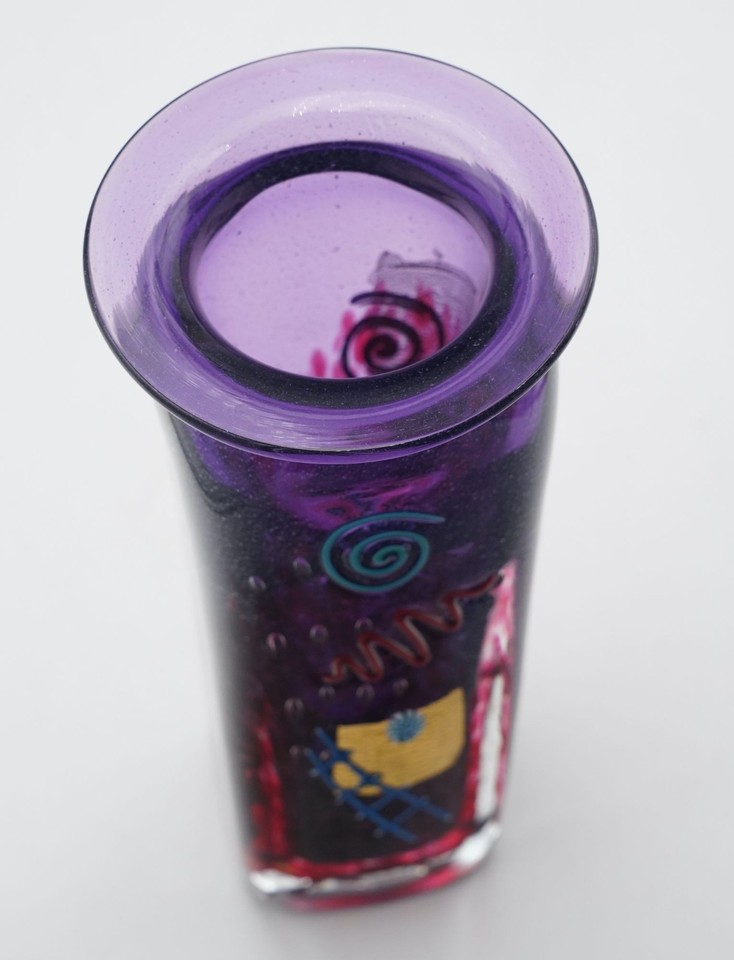 Vintage Fineline Studio 1998 Milk Vase 10.75" - Hand Blown Art Glass | eBay