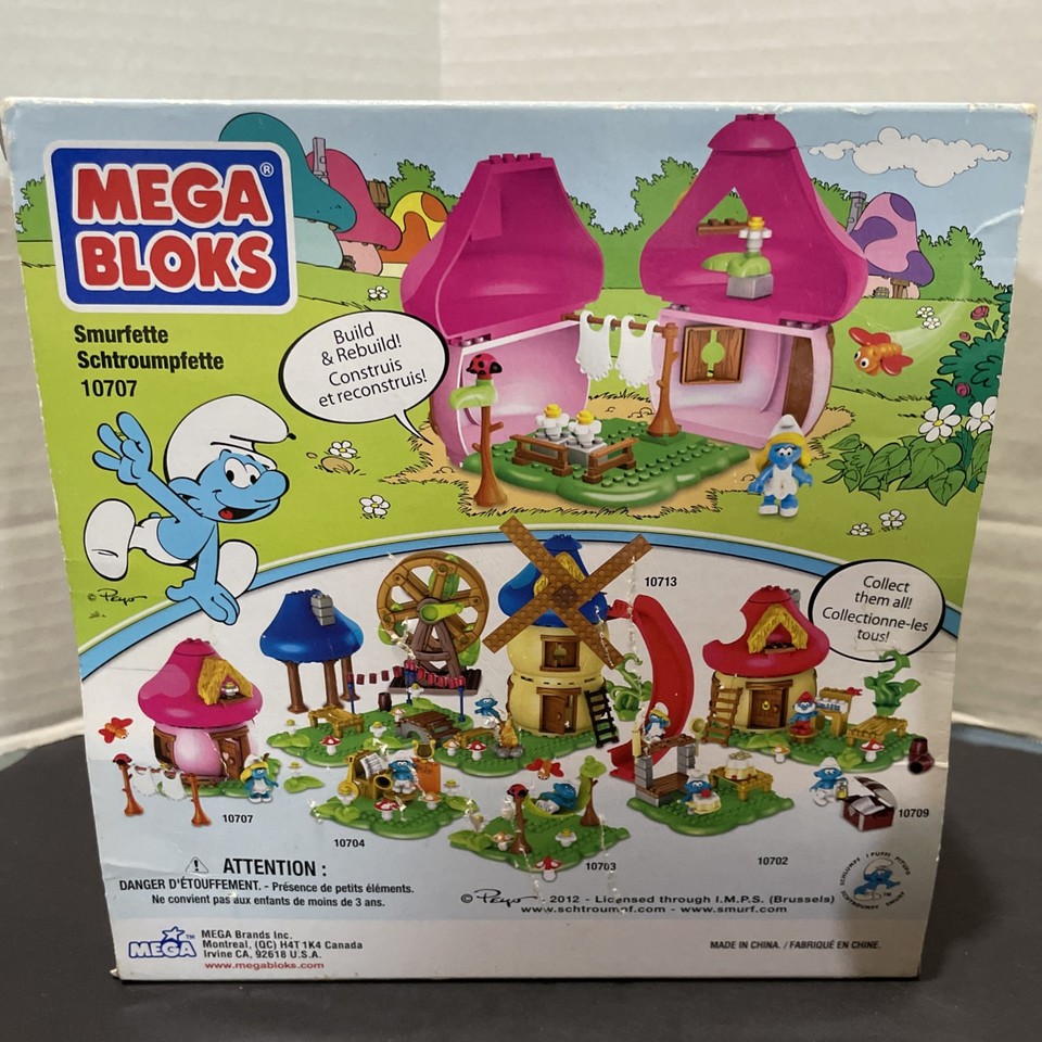 NEW Mega Bloks 10707 Smurfette Pink Mushroom House Village Smurfs ...