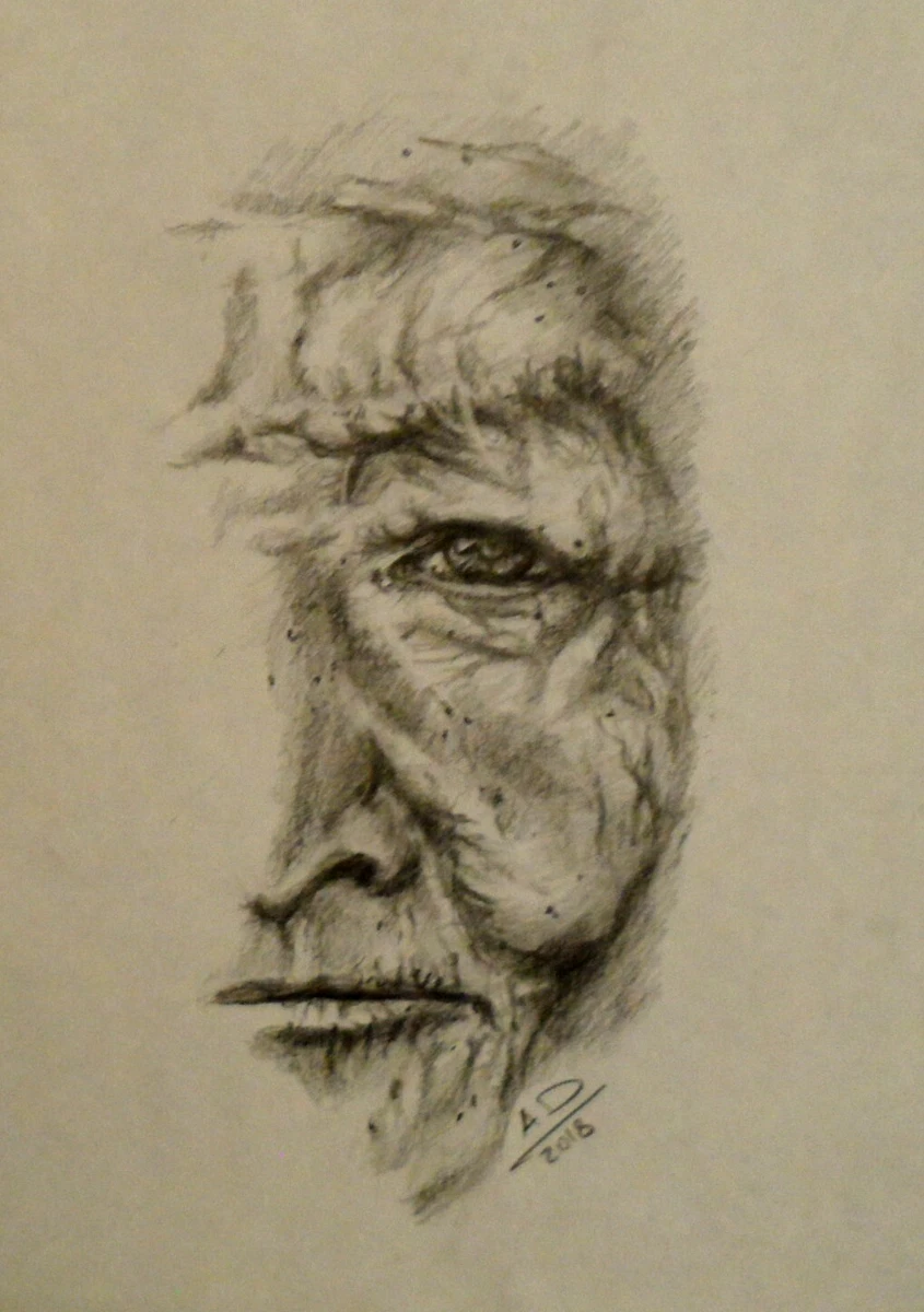Old Man Face Sketch