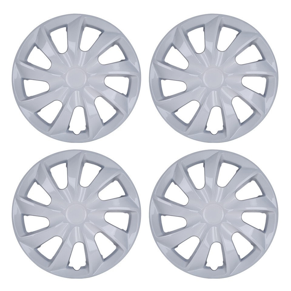 17" Set of 4 White Wheel Covers Snap On Full Hub Caps fit R17 Tire ...