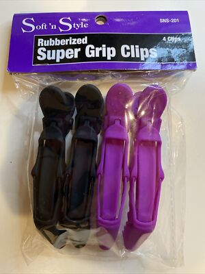 Soft 'n Style 4 1/2 Large Rubberized Super Grip Clips 4-Count - Magenta ...