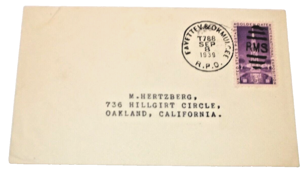 1939 FRISCO SLSF FAYETTEVILLE & OKMULGEE TRAIN #788 RPO HANDLED ...